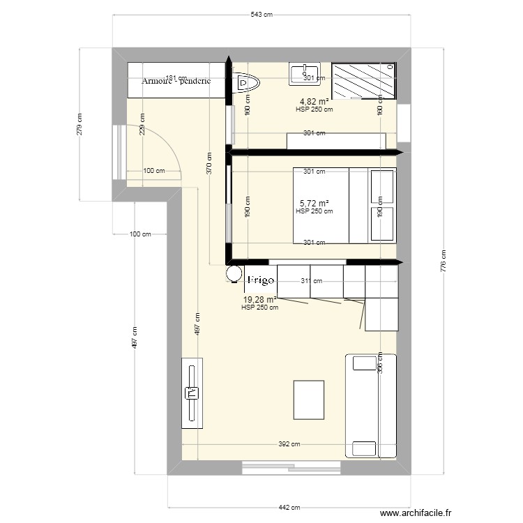 PLAN ASPRETTO 2 - Plan 3 pièces 30 m2 dessiné par VRK
