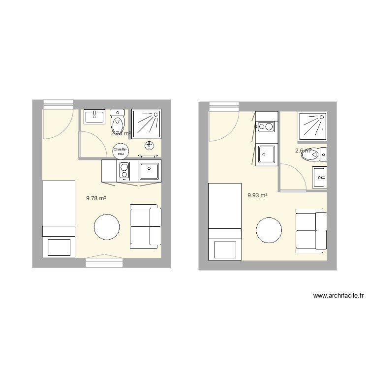 S 12m2 - Plan 4 pièces 25 m2 dessiné par olvonline