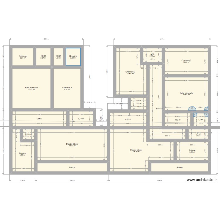 Plan immeuble étage 1 - Plan dessiné par RATIENT