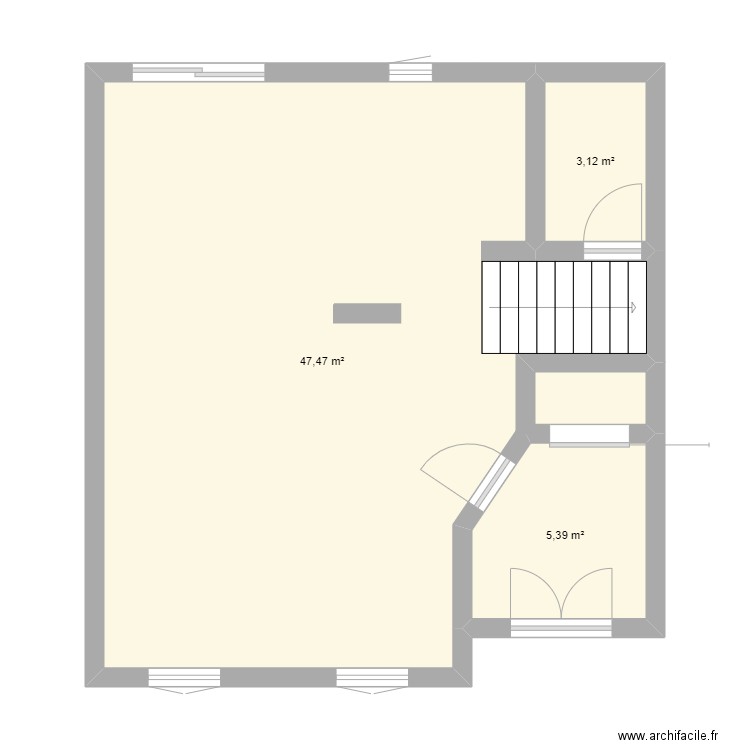 RDC base - Plan 3 pièces 56 m2 dessiné par IzzyD