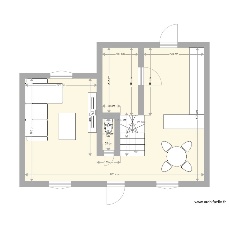 esquisse RdCh Ermitage - Plan 2 pièces 41 m2 dessiné par Joe Mannix