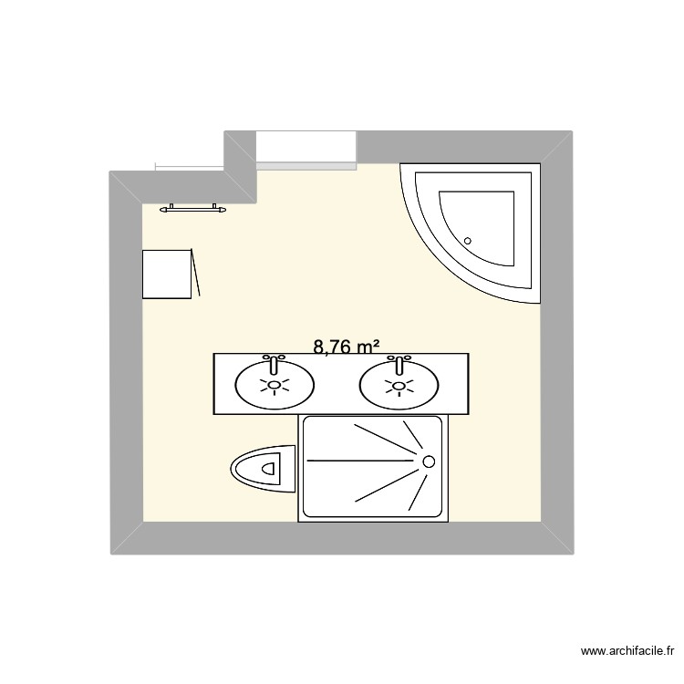 sdb - Plan 1 pièce 9 m2 dessiné par vdqsn