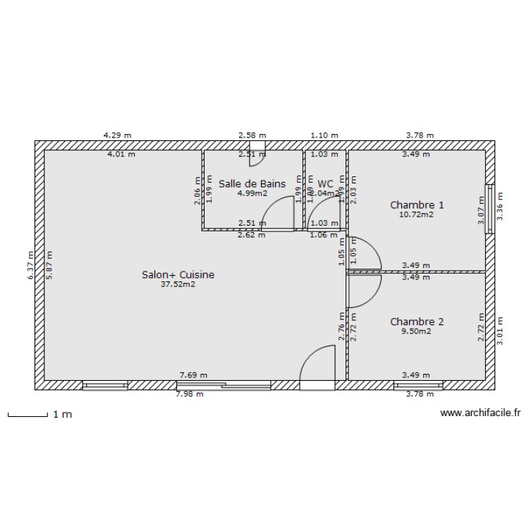 maison 65 m2 - Plan dessiné par fufu38240