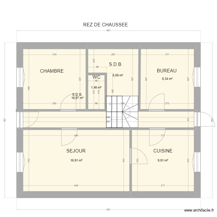 REZ DE CHAUSSEE - Plan dessiné par DOMHAL