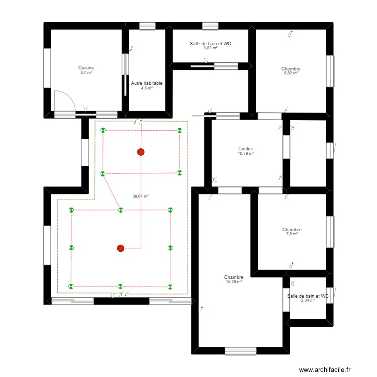 PLAN DE LUMIERE LAC KIVU - Plan 9 pièces 102 m2 dessiné par JOHN MUSEBA