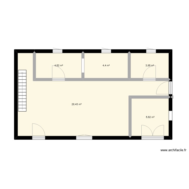 fictif - Plan 5 pièces 47 m2 dessiné par Salomon Kib
