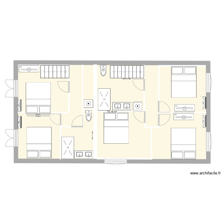 PLAN 2 IÈME ÉTAGE ELNE SCI MILI - Plan 1 pièce 72 m2 dessiné par mickedu66