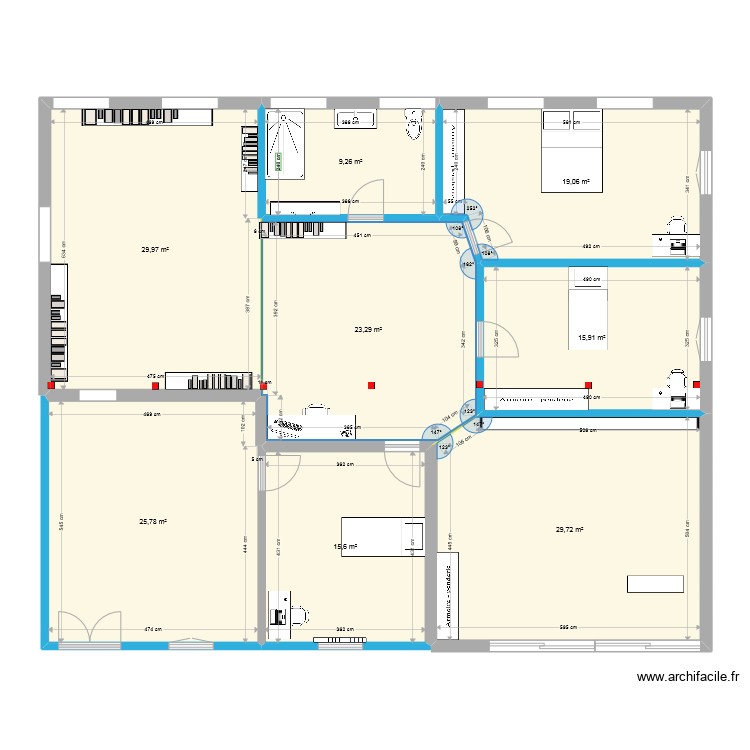 Magasin 2 - Plan 8 pièces 169 m2 dessiné par Ninivivi