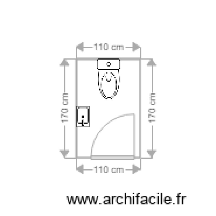 plan toilette - Plan 1 pièce 2 m2 dessiné par Aline Chhay