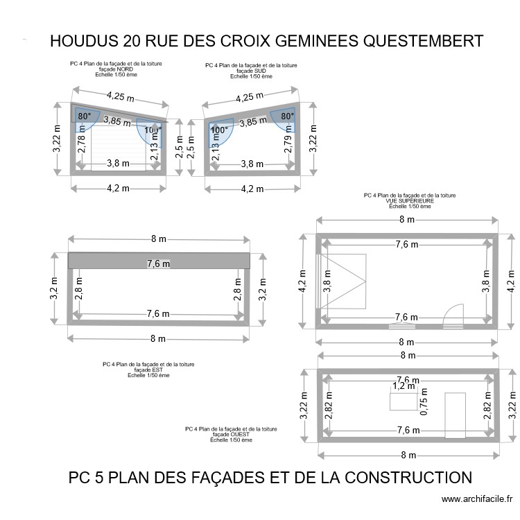 PC 5 PLAN DES FACADES 1 50 - Plan 5 pièces 90 m2 dessiné par hds ...