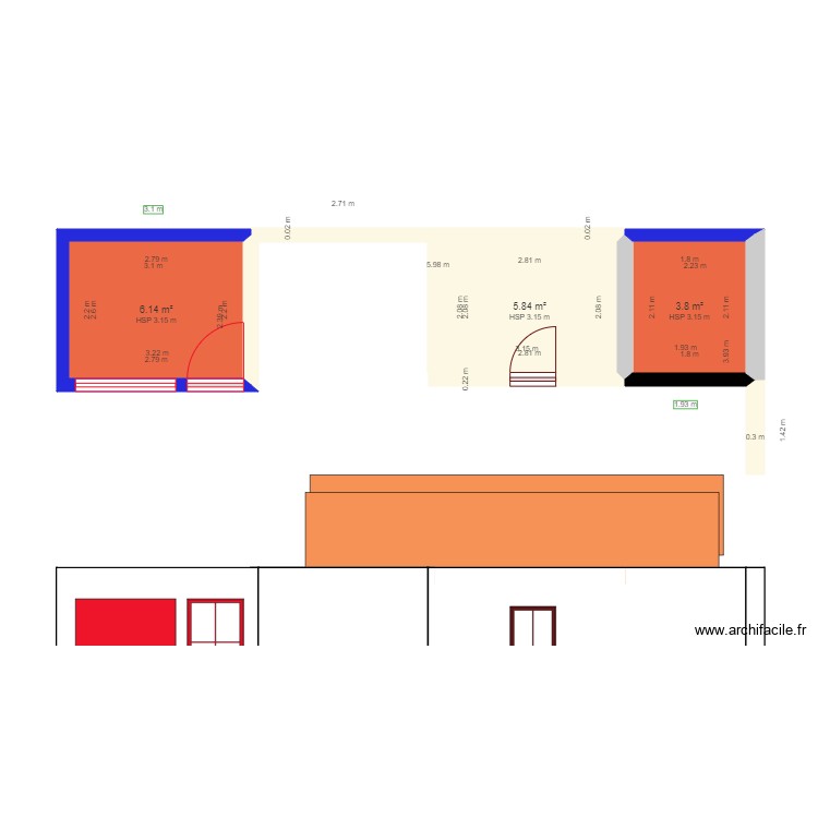 Local piscine - Plan 3 pièces 16 m2 dessiné par jocenono