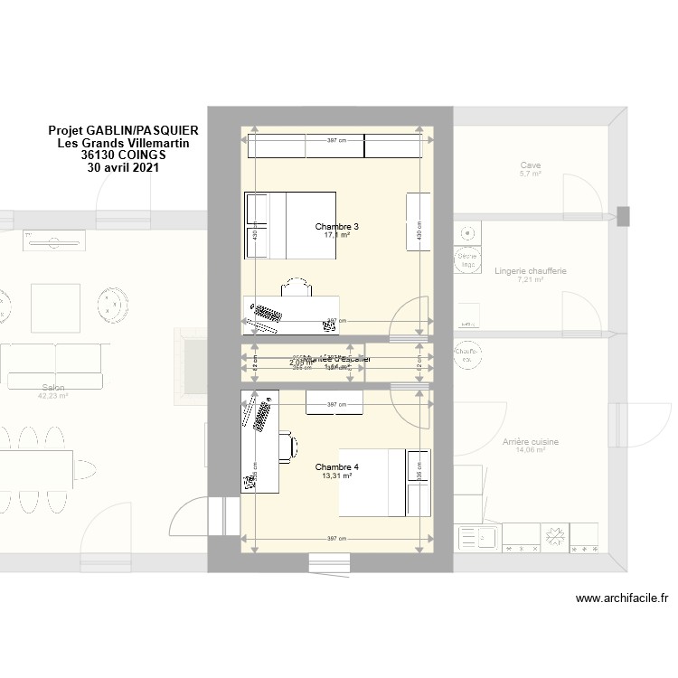 Plan avec côtes ok étage - Plan 17 pièces 166 m2 dessiné par Gablin36