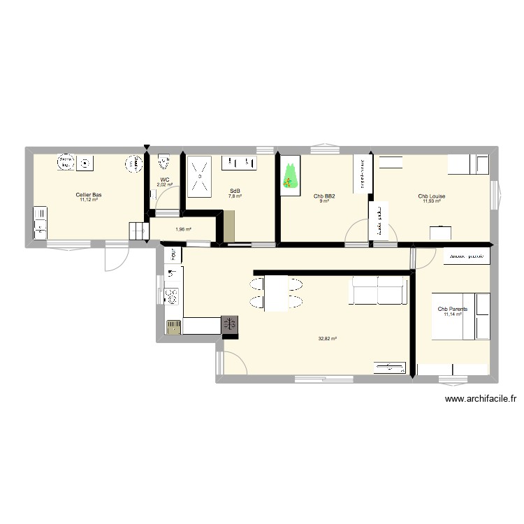 maison - Plan 12 pièces 89 m2 dessiné par gabbyy