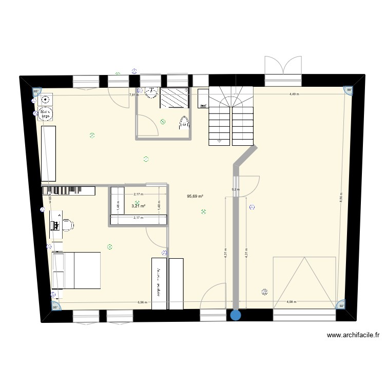 Croquis Charlot - Plan 2 pièces 103 m2 dessiné par DraganAsanov