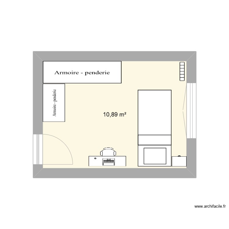 Test Chambre - Plan 1 pièce 11 m2 dessiné par Isabelle mace