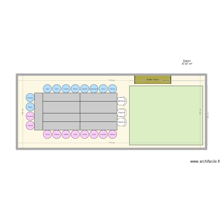 Salle de réception - Plan 1 pièce 48 m2 dessiné par Fruitdesbois