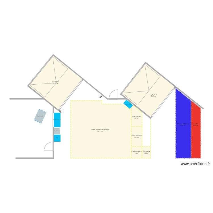 Zone réception actuelle - Plan dessiné par Frederic Bossert