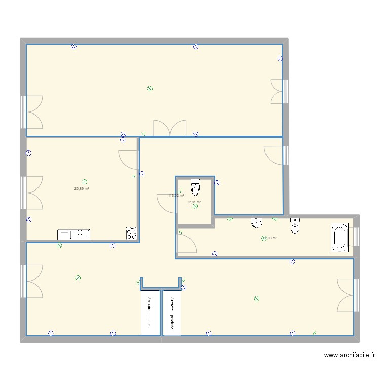 réalisation d'un appartement f2 - Plan dessiné par yacine945