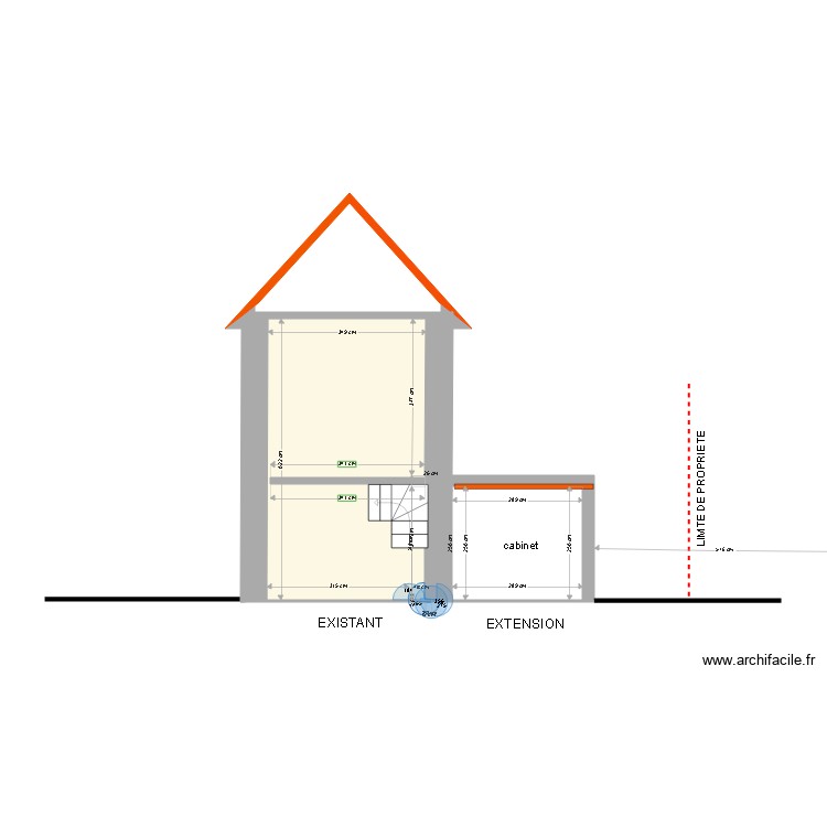 plan de coupe véranda aprés travaux - Plan dessiné par jey31600