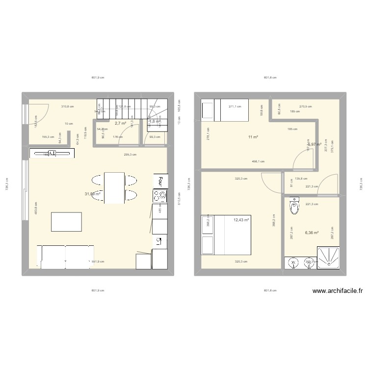 plan bien - Plan 7 pièces 72 m2 dessiné par jezabelneve