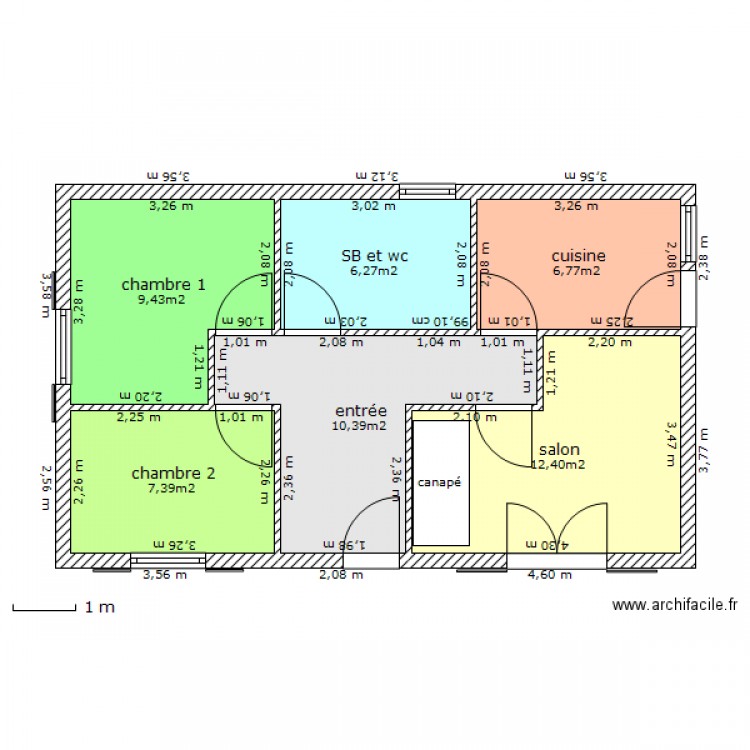 maison 1 60m2 - Plan dessiné par Creator
