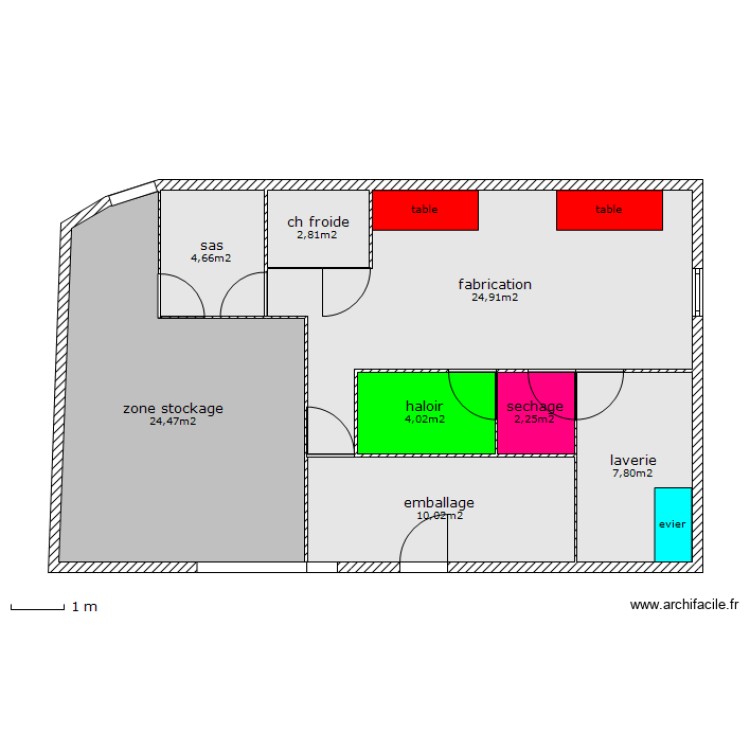 Plan – fromagerie superficie – Par jcb11 ️ | ArchiFacile