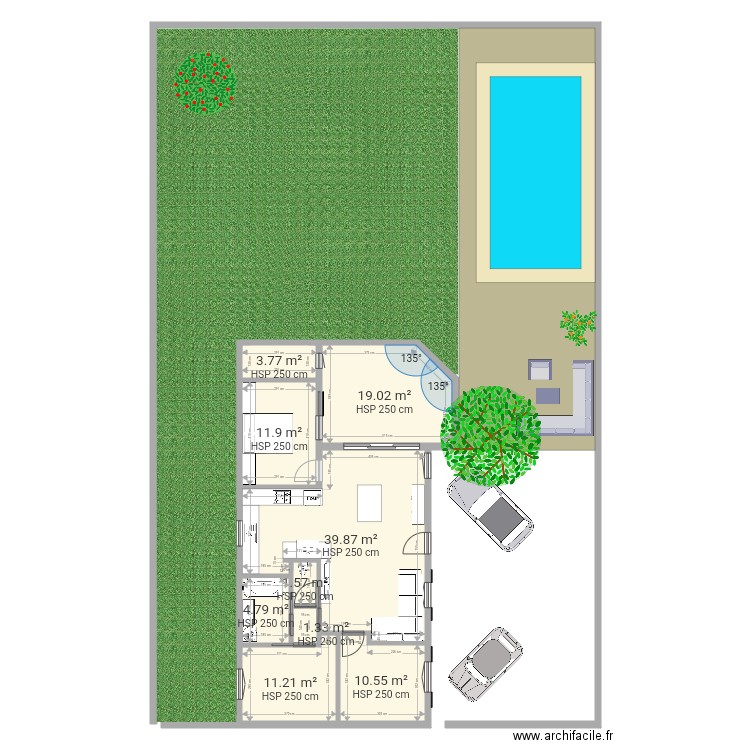Maison t4 85m2 500m2 terrain - Plan dessiné par Coucou connard
