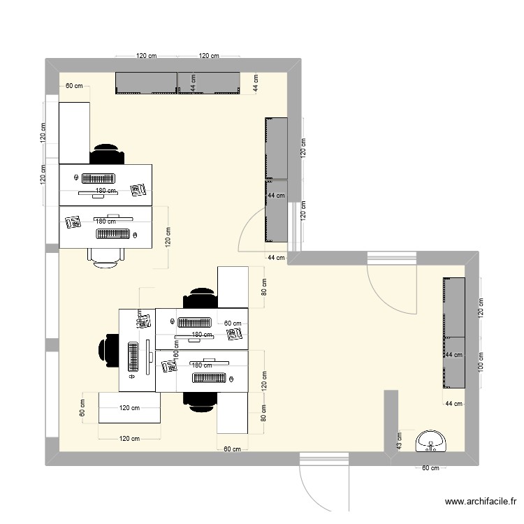 Secretariat de direction - Lierneux - Plan 1 pièce 44 m2 dessiné par ...
