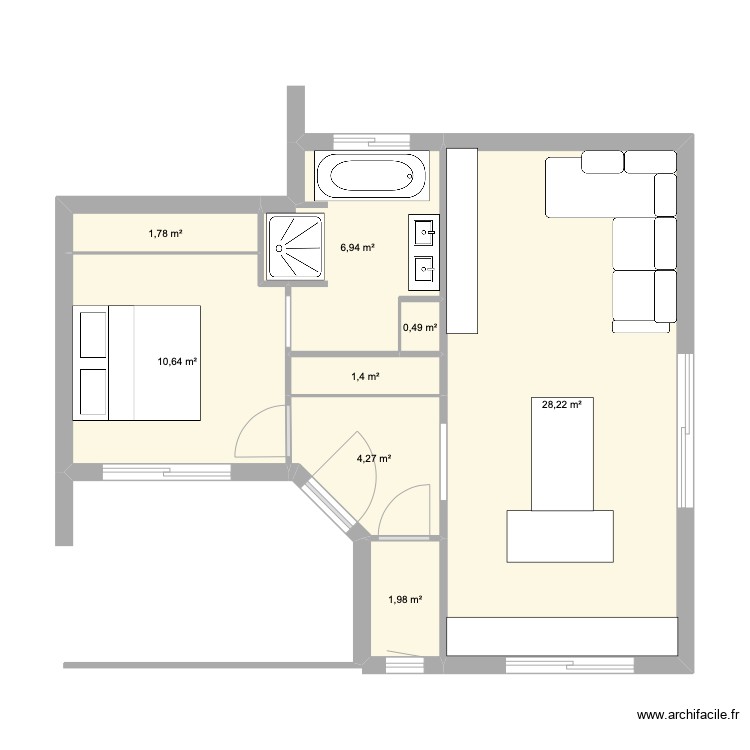 theo - Plan 8 pièces 56 m2 dessiné par Eric L