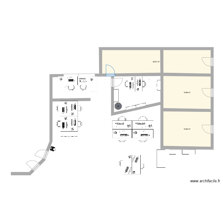 plateau - Plan 3 pièces 48 m2 dessiné par edelen
