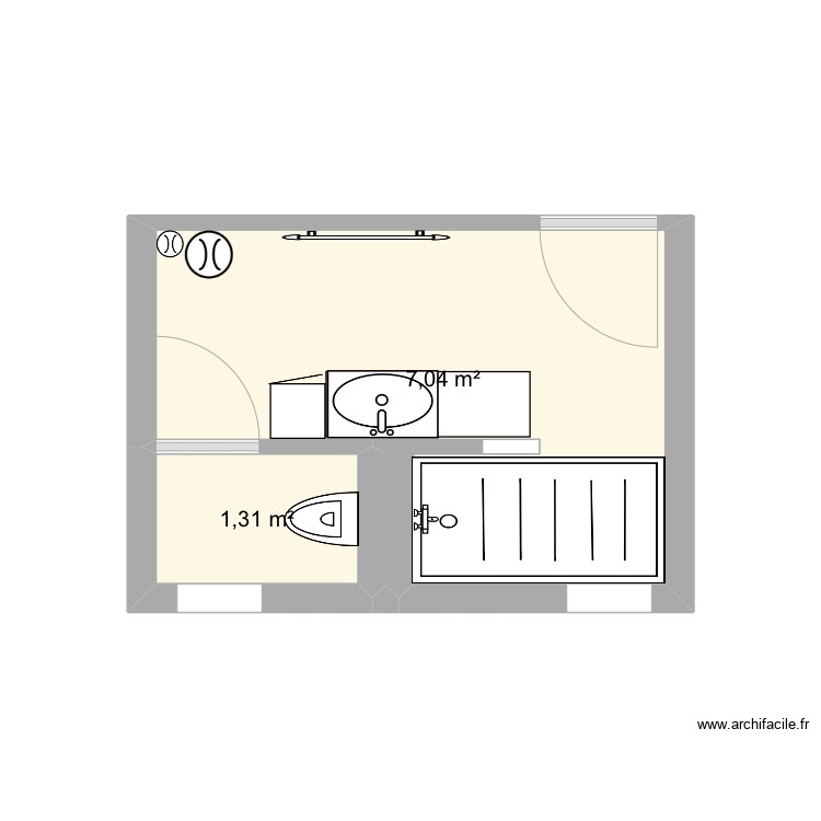 'Sdb - Plan 2 pièces 8 m2 dessiné par Lolo97400