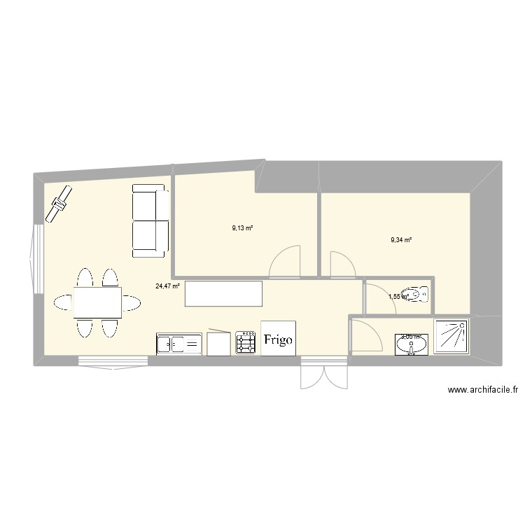 plan3 - Plan 5 pièces 48 m2 dessiné par ESAAH