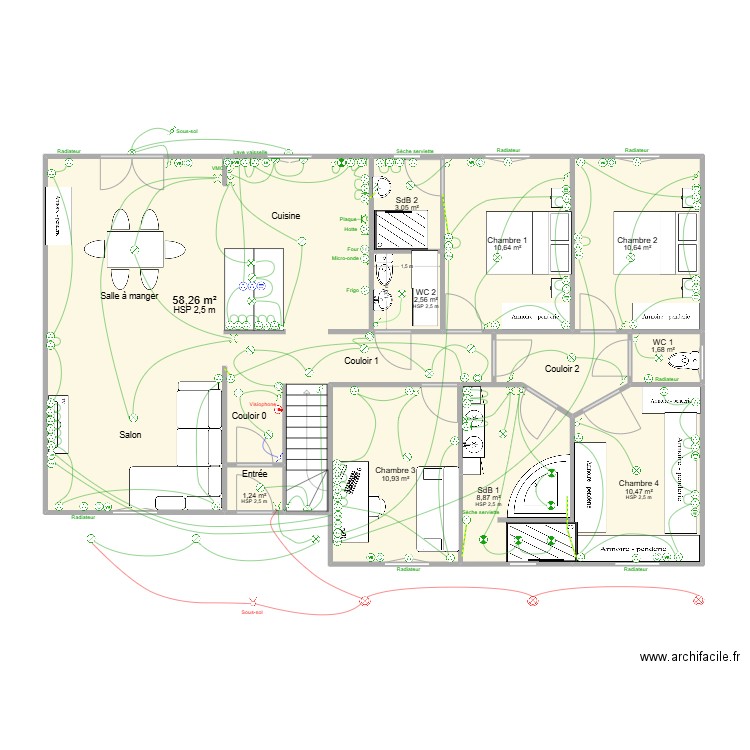 RDC - Plan 9 pièces 118 m2 dessiné par randall210