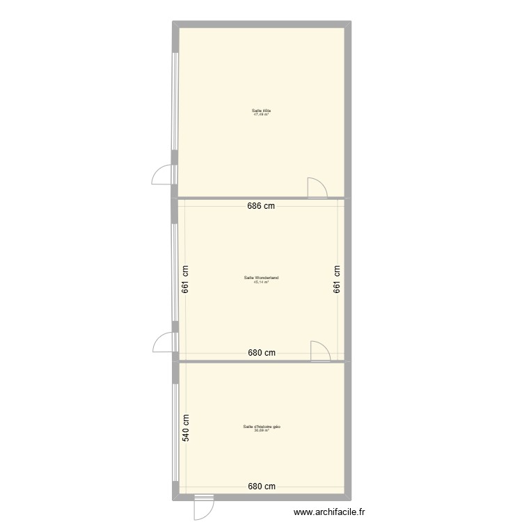 1er étage bâtiment 6 classes - Plan 3 pièces 129 m2 dessiné par ClgStPierre