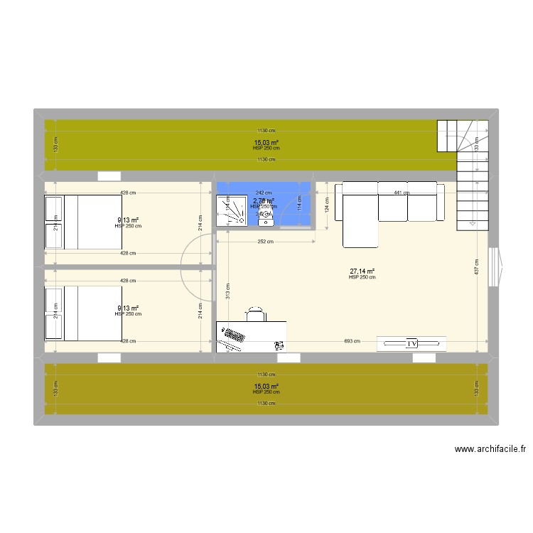 comble 2 - Plan 6 pièces 78 m2 dessiné par pandevant