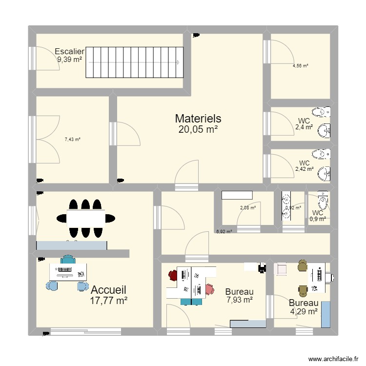Plan architectural d`un magasin - Plan 13 pièces 87 m2 dessiné par sosoi