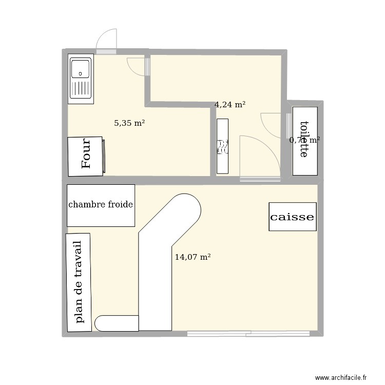 plan boutique - Plan 4 pièces 24 m2 dessiné par kevin caille