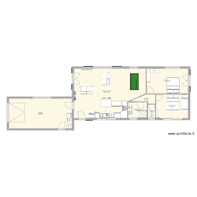 maison 88m2 garage 30m2 - Plan dessiné par ItsMy