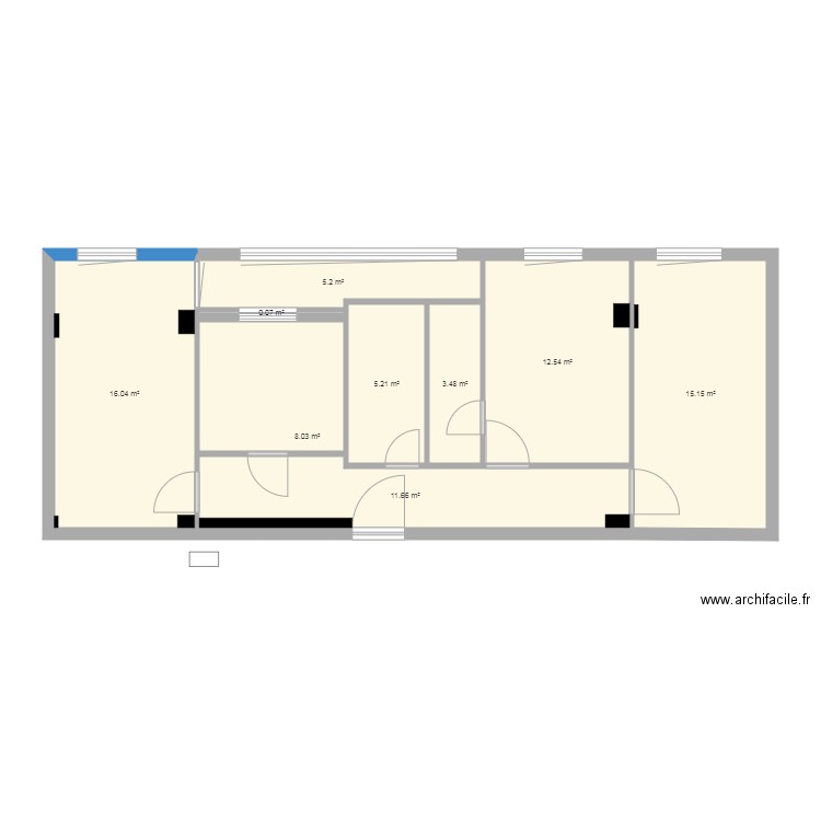 f3 brut - Plan 9 pièces 77 m2 dessiné par zahdz