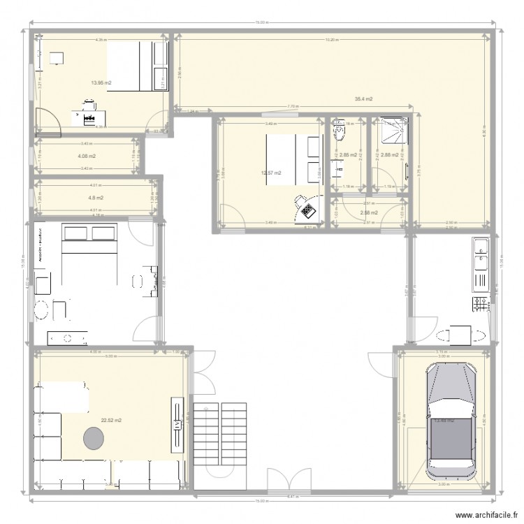 plan rdc F5 - Plan 10 pièces 115 m2 dessiné par ayadseck