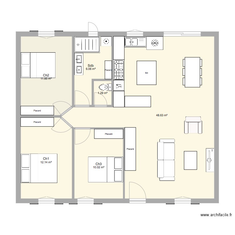 Maison 90m2 imran - Plan dessiné par SUEL