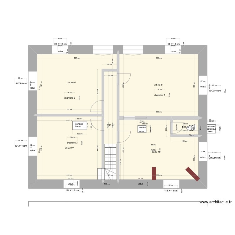 Plan – nouveau plan etage2 avec emplacement velux – Par chetbaker ️ ...