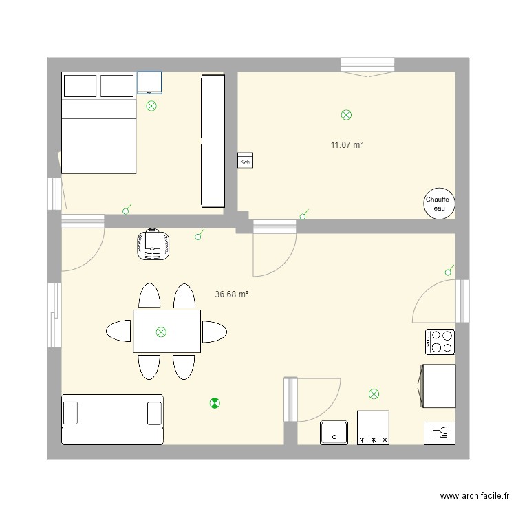 maison - Plan 2 pièces 48 m2 dessiné par zozooo82