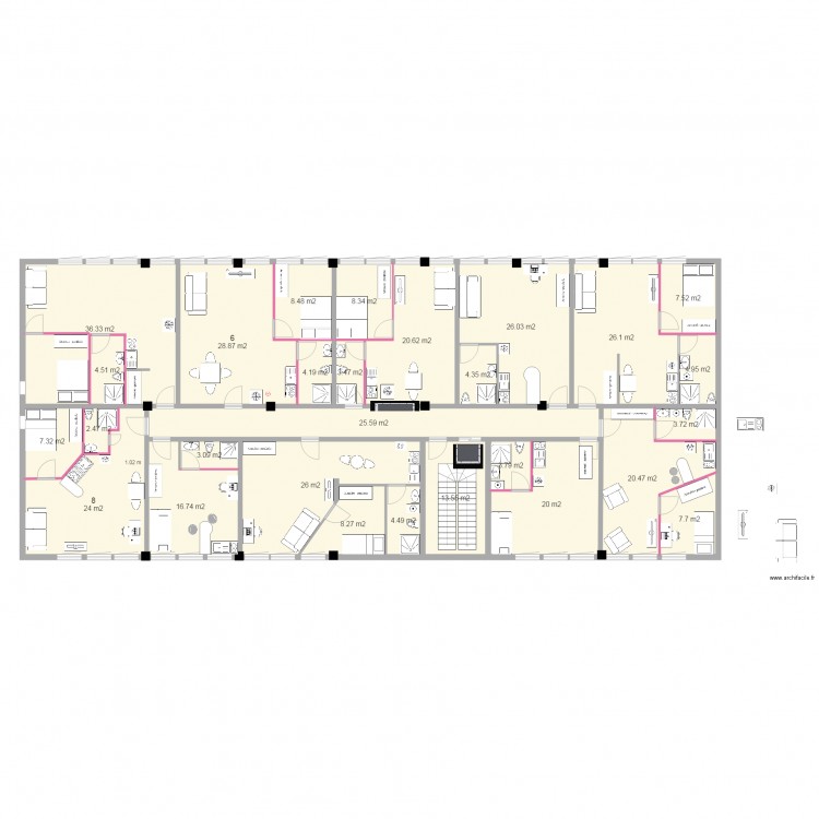 PLAN AVEC POTEAUX et emplacement portes - Plan dessiné par jacob mayer