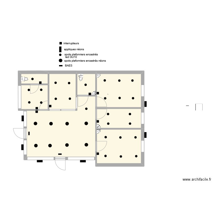 éclairage - Plan 7 pièces 74 m2 dessiné par JYP972