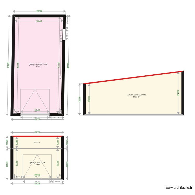 plan garage 32 metre carré - Plan 4 pièces 70 m2 dessiné par horusbis