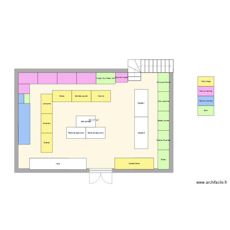 Plan magasin Marionnaud Le Bouscat - Plan dessiné par wili