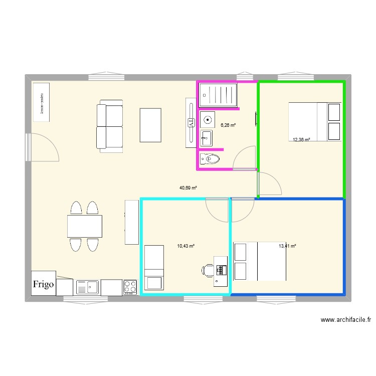 projet maison 80m2 - Plan 5 pièces 129 m2 dessiné par peinz