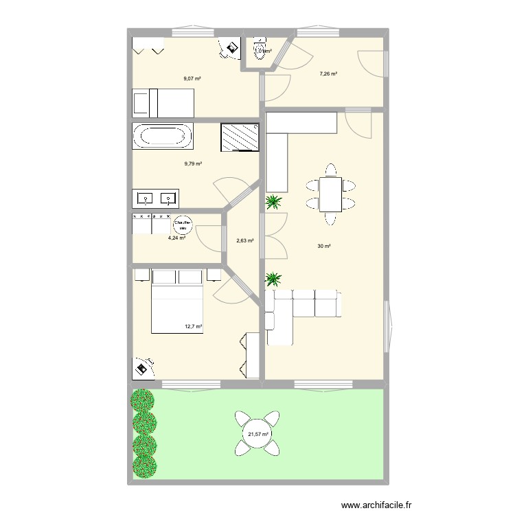 plan residence - Plan 9 pièces 98 m2 dessiné par goost
