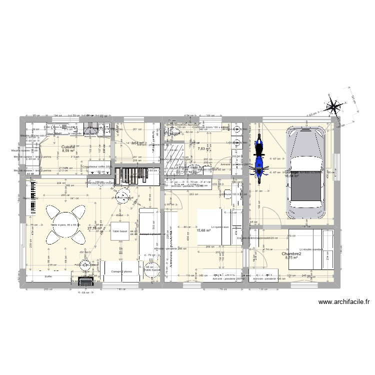 Chalet - Plan 7 pièces 89 m2 dessiné par brunodek